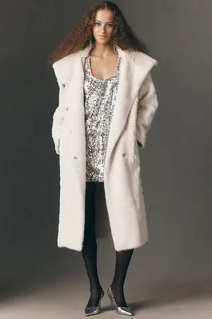Avec Les Filles Textured Faux Fur Coat - Bone