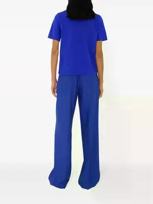 Burberry Logo Embroidered Cotton T-shirt - Blue