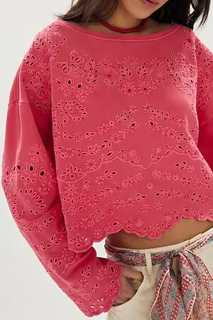 Oversized Floral Embroidered Sweaters