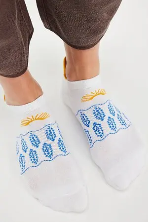 Free People Shining Buti Ankle Socks - Blue/white