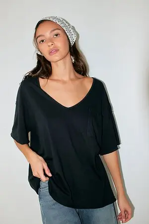 Free People We The Free Erin V-neck Tee - Black