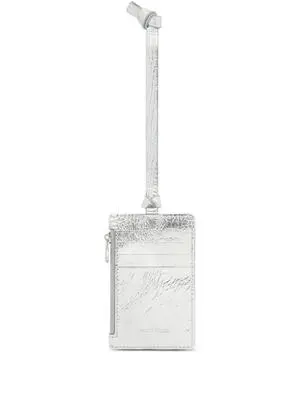 COURREGES Leather Zip Cardholder - Silver