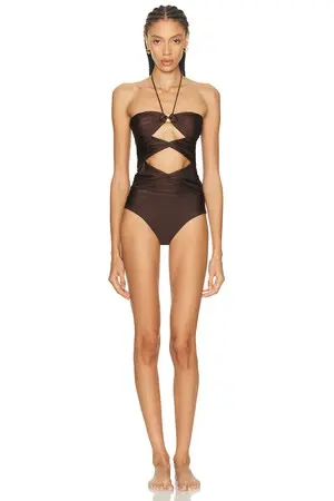 SHANI SHEMER Geneva One-piece Swimsuit - Espresso