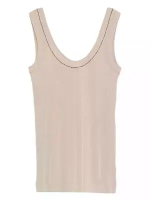 Brunello Cucinelli Embellished Ribbed Tank Top - Neutrals