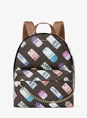 Female Blocked Signature Canvas Backpacks