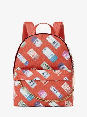 Michael Kors Slater Medium Printed Logo Backpack - Red