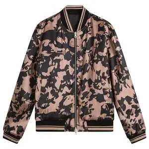Dries Van Noten Abstract Floral Satin Reversible Bomber Jacket
