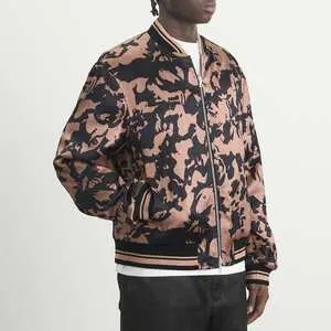 Dries Van Noten Abstract Floral Satin Reversible Bomber Jacket