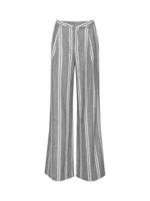 L'Agence Allanah Striped Wool-blend Trousers - Grey/ivory Stripe