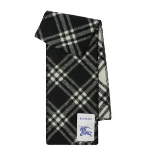 Burberry Wool Check Scarf - Black