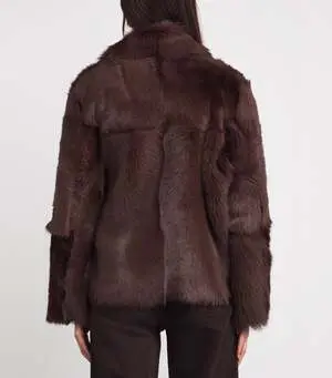Nour Hammour Shearling Verena Wrap Jacket - Black