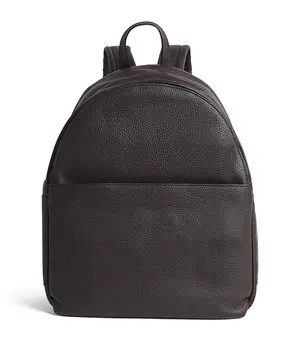 Eleventy Grained Leather Backpack - Brown