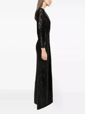 NISSA Embellished Sequin Maxi Dress
