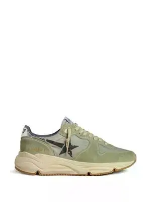 GOLDEN GOOSE Running Sole Sneakers In Sage Nylon And Suede With Printed Star - Green