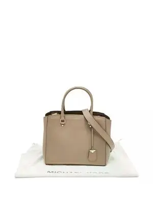 Michael Kors Large Benning Leather Tote Bag - Neutrals