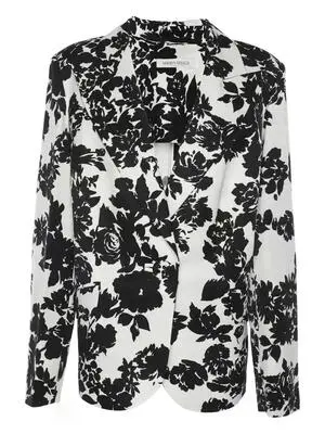 Marina Rinaldi Floral-print Single-breasted Blazer - White