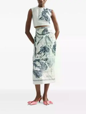 Erdem Floral-print Sleeveless Satin Top