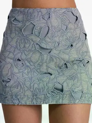 Alice + Olivia Embroidered Eyelet Mini Skirt