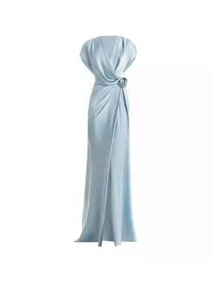 GEMY MAALOUF Draped V-neck Flower Maxi Dress