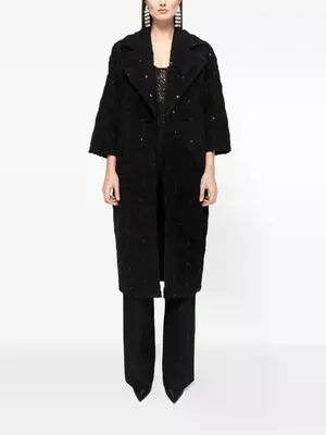 NISSA Bead-embellished Coat - Black