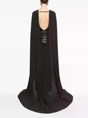 NISSA Sequined Cape Maxi Dress