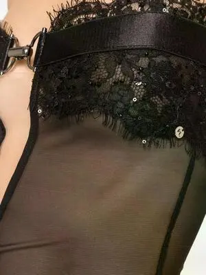 NISSA Lace-trimmed Tulle Bodysuit