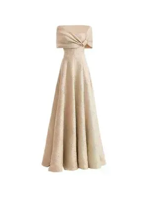 GEMY MAALOUF Jacquard Off-shoulder Maxi Dress