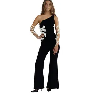 AKALIA Sophie One-shoulder Jumpsuit With Decorative Gloves