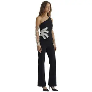 AKALIA Sophie One-shoulder Jumpsuit With Decorative Gloves