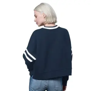 STARTER Dallas Cowboys Rally Drop Shoulder Cropped Sweatshirt - Navy