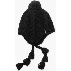 Turtle Fur Ingrid Earflap Pom Beanie - Black