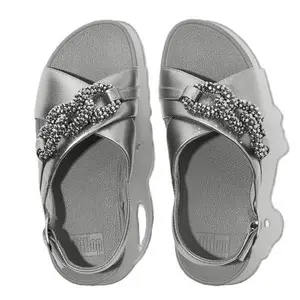 Fitflop Lulu Beaded Chain Back Strap Sandals - Silvereen