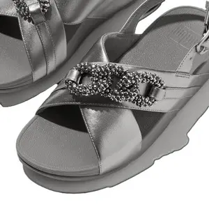 Fitflop Lulu Beaded Chain Back Strap Sandals - Silvereen