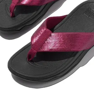 Fitflop Surfa Sequin Toe Post Sandals - Ruby