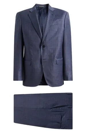 Emporio Armani Check Virgin Wool Suit - Blue
