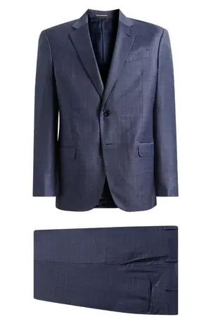Emporio Armani Check Virgin Wool Suit - Blue