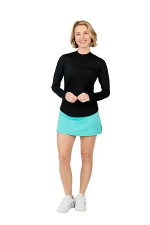 SOFIBELLA Long Sleeve Tennis Shirt - Black