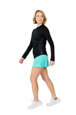 SOFIBELLA Long Sleeve Tennis Shirt - Black