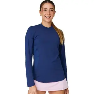 SOFIBELLA Long Sleeve Tennis Shirt - Navy