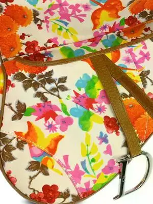 Dior 2005 Floral Saddle Shoulder Bag - Neutrals