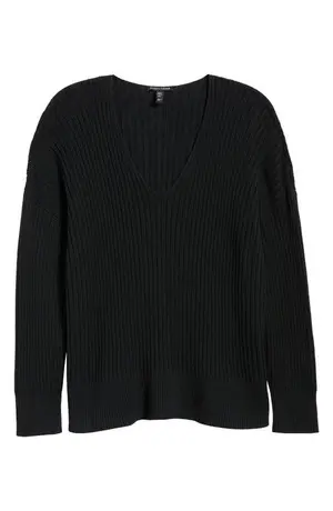 Eileen Fisher Cotton & Tencel™ Lyocell Ribbed V-neck Sweater