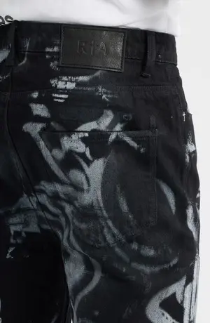 RtA Ricardo Slim-fit Graffiti Graphic Jeans - Graffiti Graphite