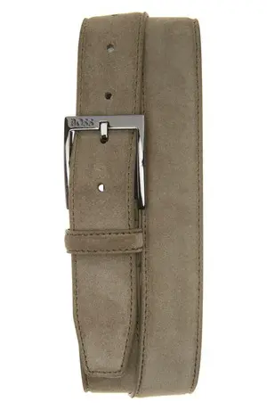 BOSS Caleb Suede Belt - Olive Green