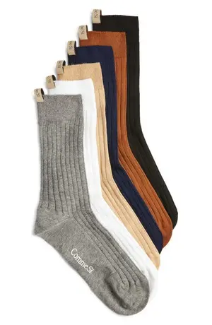 Comme Si The Yves 6-pack Rib Socks Set - Assorted