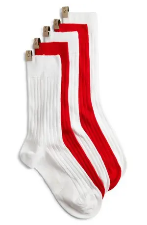Comme Si The Yves 6-pack Rib Socks Set - Red