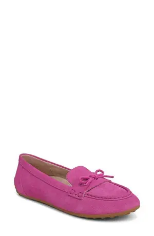 Vionic Leather Driving Loafer With Bow Detailing - Rose Violet