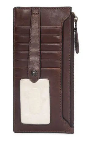 Frye Slim Leather Snap Card Wallet - Dark Brown