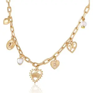 Juicy Couture Heart Logo Charm Necklace - Gold Tone