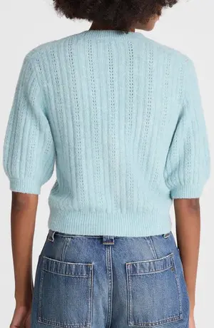 Madewell Cloudsoft Short Sleeve Sweater - Mint Blue