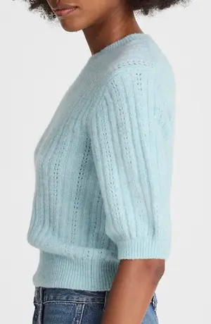 Madewell Cloudsoft Short Sleeve Sweater - Mint Blue